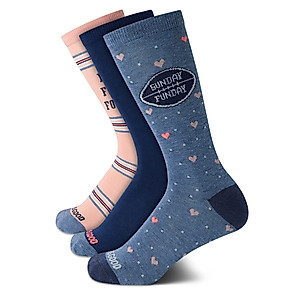 Life is Good Women's Socks - Novelty Crew Cut Socks (3 Pack), Size Shoe Size: 4-10, Navy