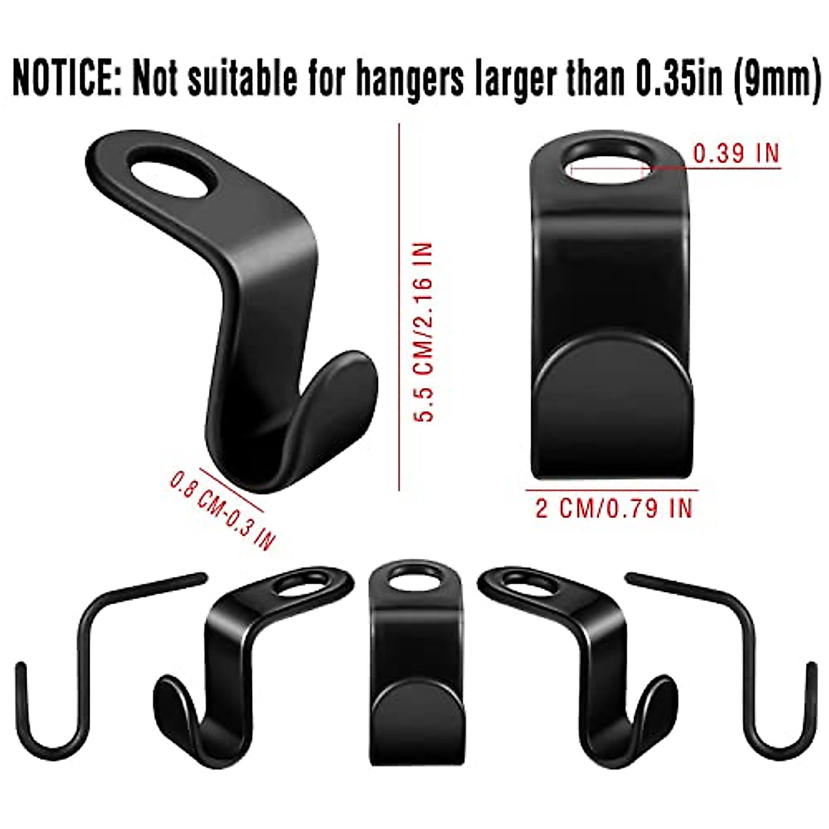 100 Pcs Space Saving Clothes Hanger Connector Hooks, Hanger Extender Clips, Cascading Hangers Hooks for Heavy Duty Closet Hanger Hooks, (Black) (100) Clothes Hanger Connector Hooks