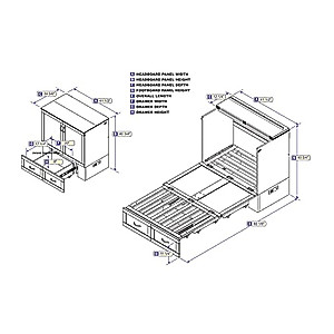 AFI Hamilton Murphy Bed Chest with Charging Station, Twin XL, Grey