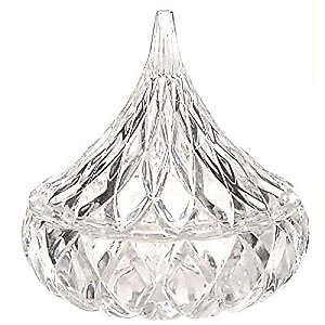 UrChart Crystal Heart Sugar Box Glass Candy Chocolate Jar Jewelry Trinket Holder for Marriage Proposal Ring (Box for Hersheys Kiss)