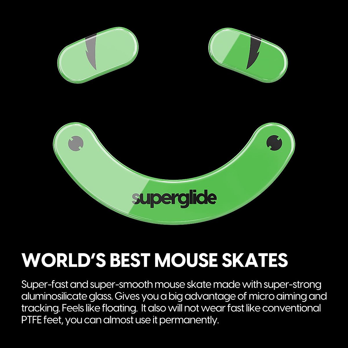 Superglide - Fastest and Smoothest Mouse Feet/Skates Made with Ultra Strong Flawless Glass Super Fast Smooth and Durable Sole for Razer Viper V2 Pro [Green]