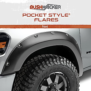 Bushwacker Pocket/Rivet Style Front Fender Flares | 2-Piece Set, Black, Smooth Finish | 70013-02 | Fits 2004-2015 Nissan Titan w/o Lock Box