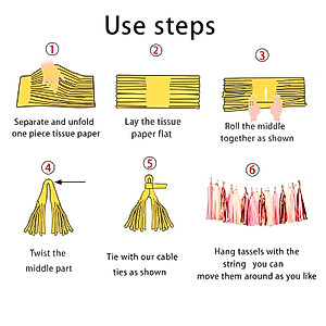 Andiker 15Pcs Tissue Paper Tassels, Shiny Tassel Garlands Banner Table Decor for Birthday Wedding Baby Bridal Shower Party Decorations (Pink)