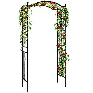 Best Choice Products 92in Steel Garden Arch Arbor Trellis for Outdoor, Yard, Garden, Climbing Plants w/Decorative Wire Lattice - Black