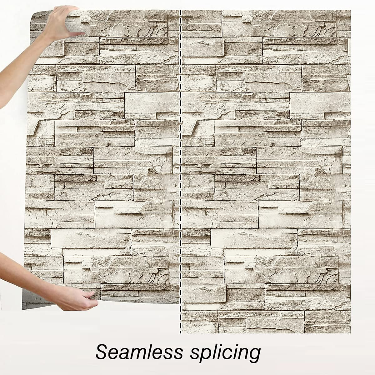 Jeweluck Stone Wallpaper Peel and Stick Wallpaper 17.7inch×196.8inch Brick Peel and Stick Backsplash for Kitchen Wallpaper Stone Contact Paper Removable Wallpaper for Living Room Decorative Vinyl