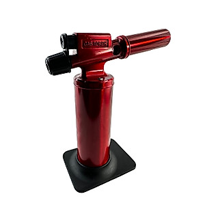 Space King Extended Tube Metal Shell Torch Lighter - Rustic Finish - Adjustable Flame - Use for Camping, Kitchen, Backyard, Travel, Beach, BBQ, Mountain, Outdoors, Travel, Garage, Welding, etc. (Red)