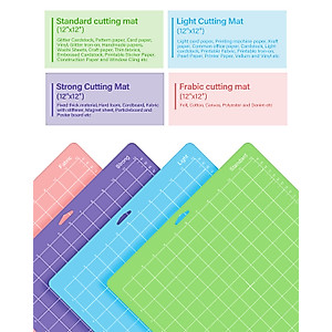 Colemoly 12x12 Cutting Mat 9 Pack Variety for Cricut Maker 3/Maker/Explore 3/Air 2/Air/One 2 Pack Mats Scrapers Sticky Cricket Cut Card Non-Slip Replacement Accessories Standard Light Strong Frabic