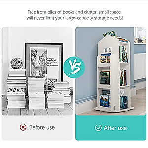 Nisorpa Rotating Bookshelf 360 Display Floor Standing Bookcase Spinning Shelf Storage Rack Freestanding Storage Organizer Holder Book Rack for Kids&Adults Multi-Functional Bookshelf Organizer