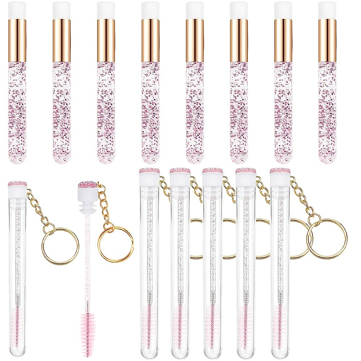24Pcs Eyelash Extension Aftercare Kits - 12pcs Lash Shampoo Brush Nose Blackhead Facial Cleaning Brush 12PCS Tube Mascara Wands Spoolie With Tube Brush (crystal #1)