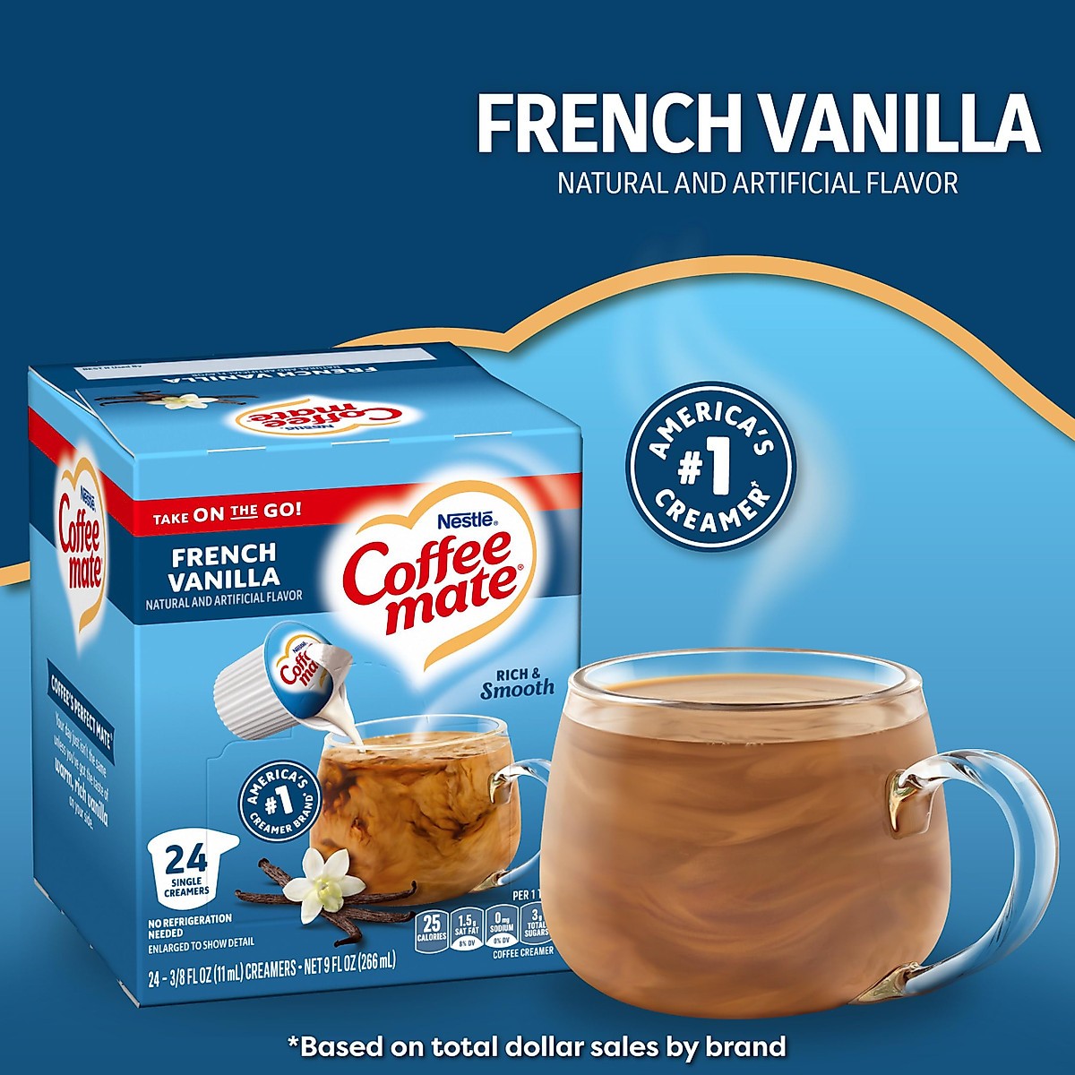 Nestle Coffee mate French Vanilla Liquid Coffee Creamer Singles, 24 Count