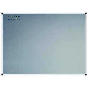 XBoard Large Grey Fabric Bulletin Board, 48 x 36 inch, Wall Mounted Fabric Message Notice Board Sliver Aluminum Framed for Home Office School