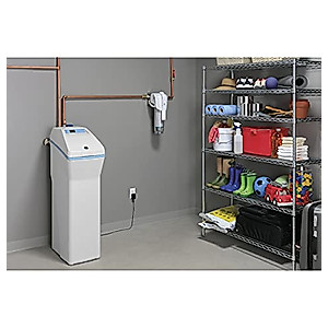 GE Smart Water Softener System with Leak Detect | 40,000 Grain | Reduce Hard Mineral Levels at Water Source | Wifi Connectivity | Improve Water Quality for Drinking, Laundry, Dishwashing | GXSHC40N