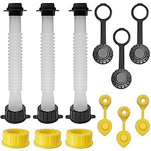 EONLION 3 Pack Gas Can Replacement Spout Kit, Flexible Pour Nozzle with Gasket, Stopper Caps, Collar Caps, Stripe Cap, for Water Jugs and Old Can