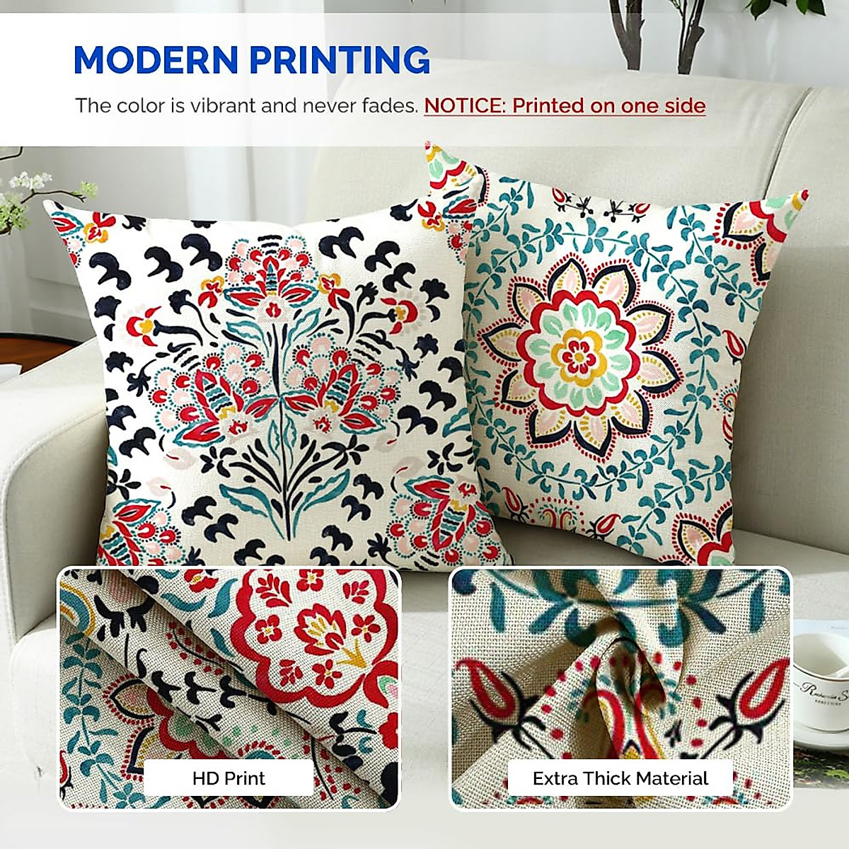 Cirzone Outdoor Pillows, Outdoor Pillow Covers 18x18 Set of 4 Waterproof Decorative Throw Pillow Covers Boho Decorations for Patio, Garden, Balcony