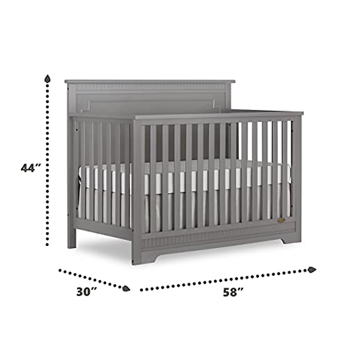 Dream On Me Morgan 5-in-1 Convertible Crib in Storm Grey, Greenguard Gold Certified 55x30x44.5 Inch (Pack of 1)