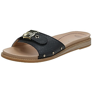 Dr. Scholl's Shoes Women's Originalist Slide Flat Sandal,Black Sunset Snake Print,8.5