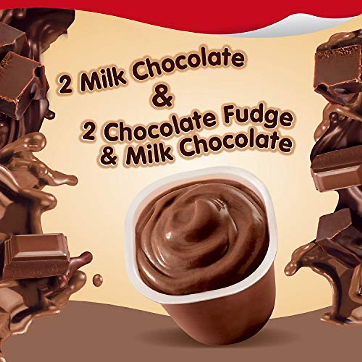 Snack Pack Milk Chocolate and Chocolate Fudge/Milk Chocolate Pudding, 4 Count Pudding Cups