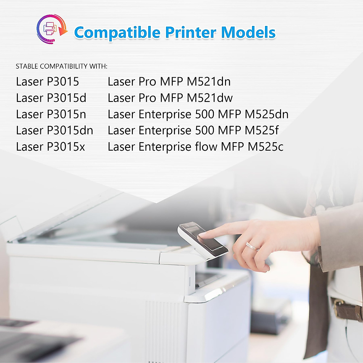55A Black Toner Cartridge with Chip (2-Pack) | Replacement for HP 55A Works with Laser Enterprise 500 MFP M525 Series, Laser Enterprise P3015 Series, Laser Pro MFP M521 Series Printer Ink | CE255A-2PK