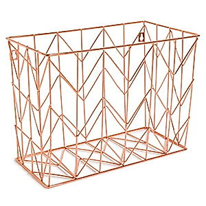 U Brands Desktop Fashion Filing Set, Desktop Organizer, Wire Metal, Rose Gold, 10 Pieces