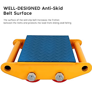 XCFDP Machine Skates, 6T Machinery Skate Dolly, 13200lbs Machinery Moving Skate, Machinery Mover Skate with Non-Slip Belt, Heavy Duty Machine Dolly Skate for Industrial Moving Equipment, Yellow, 1pc