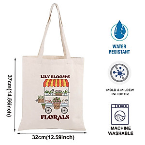 JNIAP Book Lovers Gifts Canvas Tote Bag for Women Book Tote Bag Aesthetic Literary Readers Gift Reader Bibliophile Bookworm Bag (Lily blooms tote)