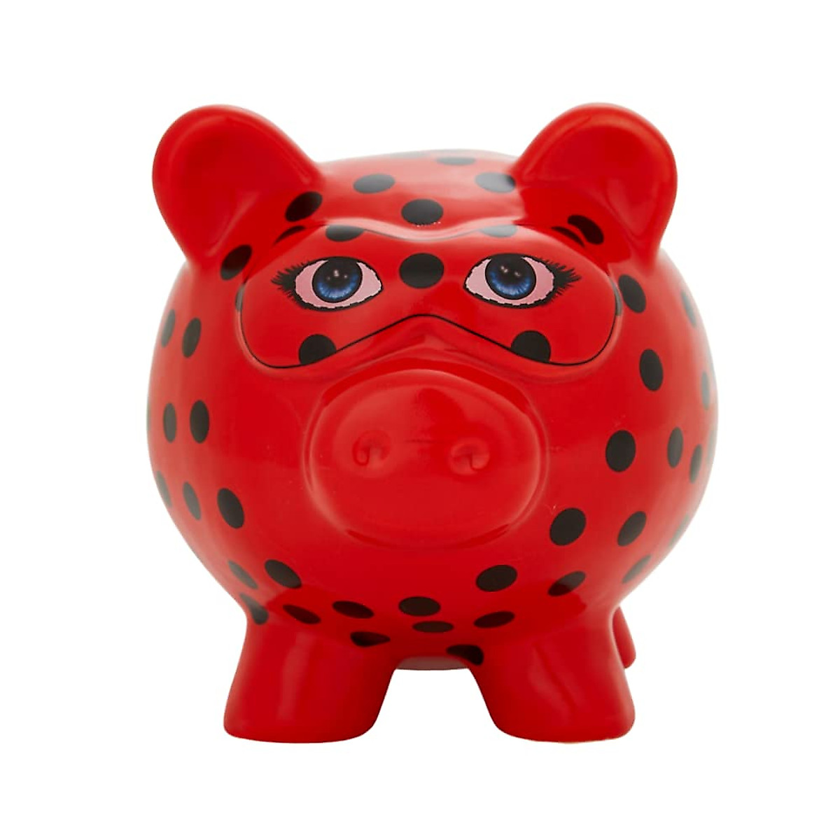 Miraculous Ladybug Piggy Bank for Girls – Kids’ Ceramic Coin Bank, Red