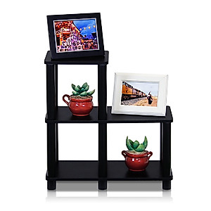 Furinno Turn-N-Tube Accent Decorative Shelf, Espresso/Black & Just 3-Tier End Table, 1-Pack, Americano/Black