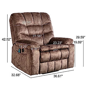 Phoenix Home Large Power Lift Chair with Massage and Heat for Elderly Recliner, Brown