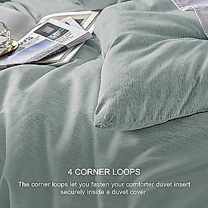 CozyLux Queen Size Comforter Set - 3 Pieces Sage Green Soft Luxury Cationic Dyeing Bedding Comforter for All Season, Breathable Lightweight Fluffy Boho Bed Sets with 1 Comforter and 2 Pillow Shams