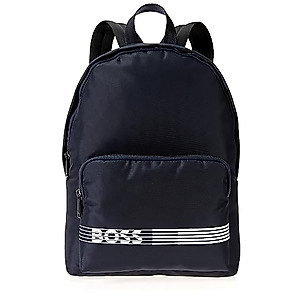 BOSS Men's Contrast Stripe Logo Polyester Backpack, Admiral Blue, ONE Size