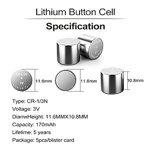 PGSONIC CR1/3N Battery (5pcs)