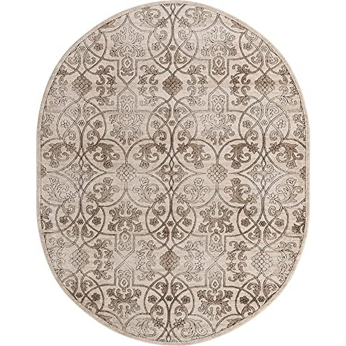 Rugs.com Nepal Collection Rug – 8X10 Oval Dark Beige Medium Rug Perfect for Living Rooms, Large Dining Rooms, Open Floorplans