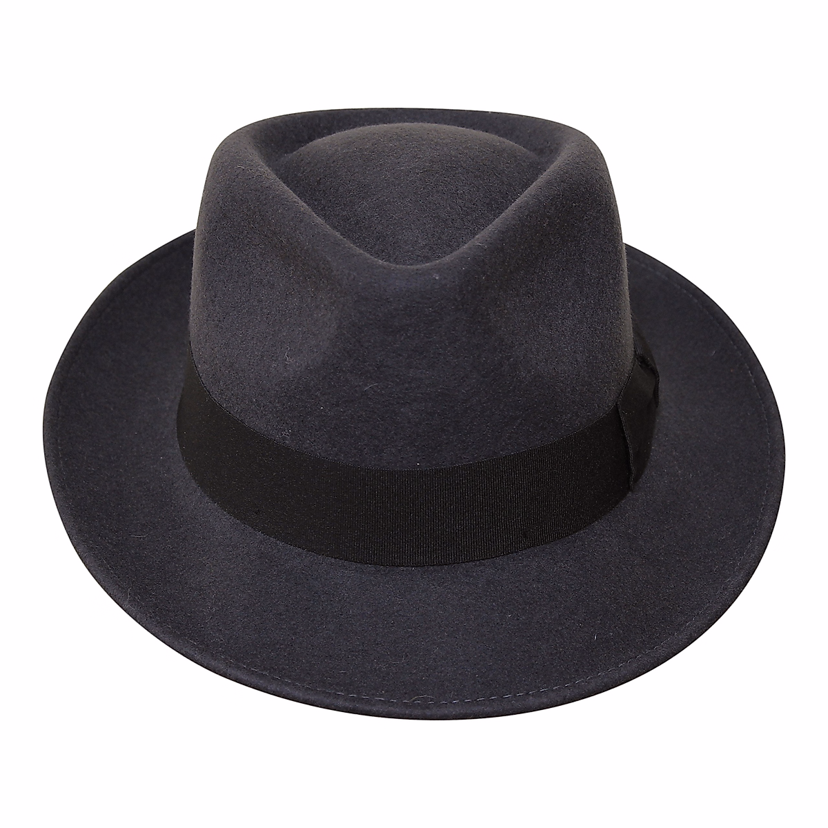 B&S Premium Doyle - Teardrop Fedora Hat - 100% Wool Felt - Crushable for Travel - Water Resistant - Unisex - Dark Grey 56