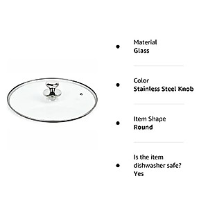 11 In Glass Lid for Frying Pan, Tempered Replacement Cover Compatible with All 11 Inches Cookware for Skillets, Round Cast Iron, Cast Aluminium, Stainless Steel Pans &Pots