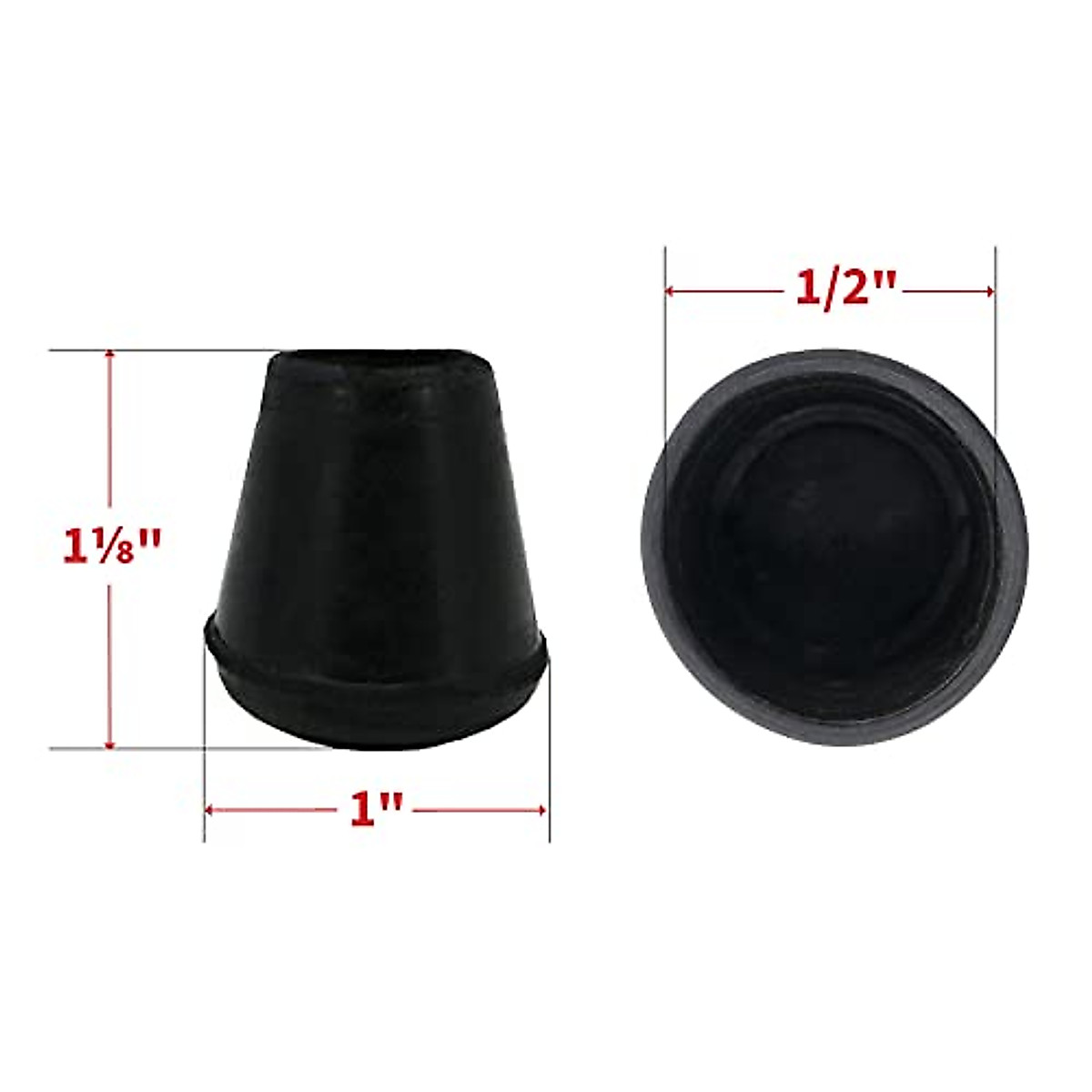 Shepherd Hardware 8758E Leg Tips 1/2-Inch Inside Diameter Rubber Chair Leg Caps, Black, 24 Count (Pack of 1)