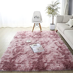 YXDSUBI Rugs for Bedroom Dorm, Fluffy Fuzzy Soft Carpet, Shaggy Throw Rug for Nursery Room, Indoor Floor Living Room Carpet for Kids Girls Boys Teen Home Decor Aesthetic (Lotus Root Pink, 4x6.5Feet)