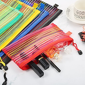 HESTYA 10 Pcs Mesh Bags with Zipper Cosmetics Mesh Toiletry Bags Travel Small Zipper Pouch Multipurpose Travel Organizer for Offices Supplies Accessories