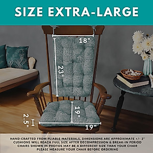 Barnett Home Decor Rocking Chair Cushion Set - Nassau Vine Onyx Black Floral - Size Extra-Large - Machine Washable, Latex Foam Filled Seat Pad and Back Rest, Reversible - Made in USA (Onyx Black, XL)