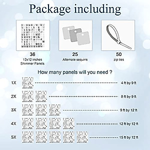 Ayfjovs 36 PCS Silver Shimmer Wall Backdrop Panels, Square Sequin Wall Backdrop Shimmer Photo Backdrops for Birthday Decoration, Graduation, Wedding, Anniversary Party Supplies