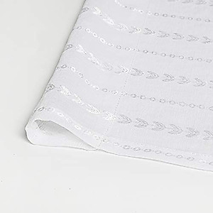 Fragrantex White Valances for Windows 1 Pack Pinstriped Sheer Window Toppers for Bay Window with Arrow Pattern Farmhouse Cafe Small Bathroom Valance Curtains 17" L,Rod Pocket,54" Wx17 Lx1