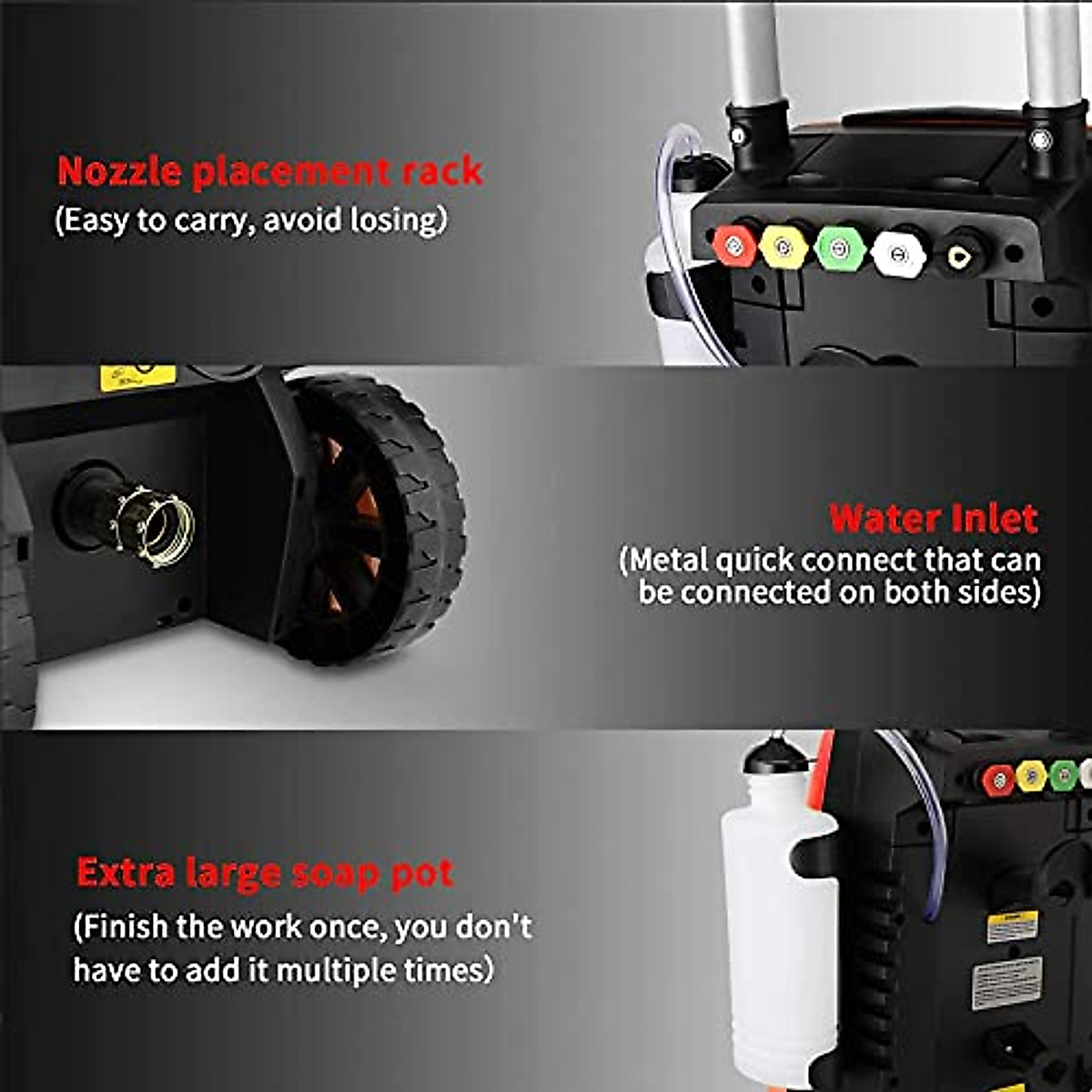 mrliance Electric Pressure Washer 1.9GPM Power Washer 1800W High Pressure Washer Cleaner Machine with 5 Interchangeable Nozzle & Hose Reel, Best for Cleaning Patio, Garden,Yard
