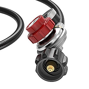 Kohree 4FT Adjustable Propane Regulator with Hose High Pressure, 0-30 & 0-60 PSI Gauges & ⅜ Flare Fitting for Fire Pit, Fryers, Burners, Heaters, QCC1 Tank, BBQ Grill, Smoker, Cooker, Stoves