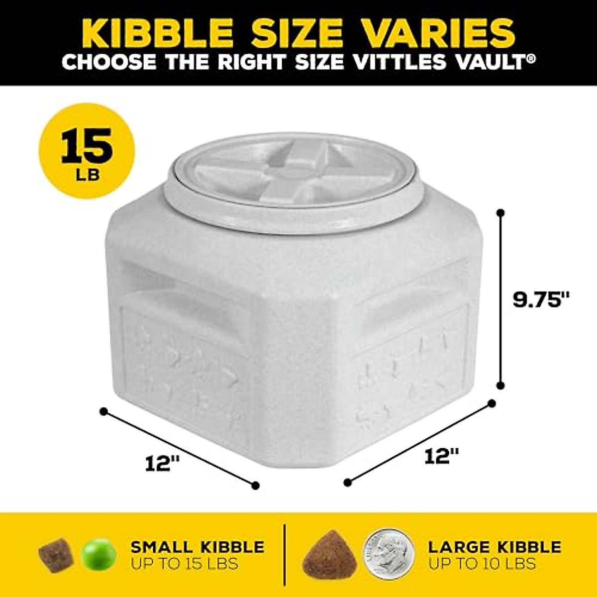 Gamma2 Vittles Vault Dog Food Storage Container with Airtight Lid, holds up to 10-15 Pounds of Dry Pet Food, Cat Kibble and Bird Feed, BPA Free, Made in USA