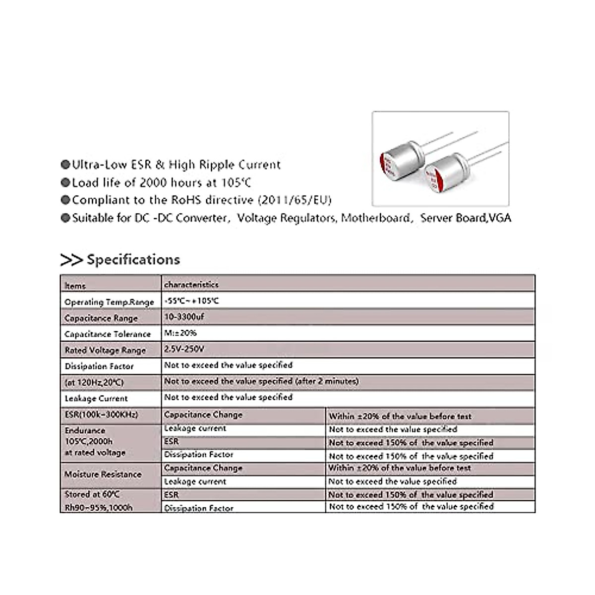 10PCS Solid Capacitor Motherboard Graphics Card,100V10uF 6.3x9