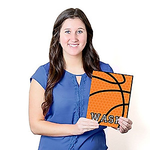 Big Dot of Happiness Nothin' but Net - Basketball - Kids Bathroom Rules Wall Art - 7.5 x 10 inches - Set of 3 Signs - Wash, Brush, Flush