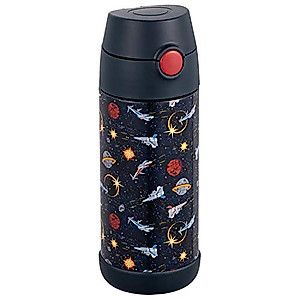 Snug Kids Water Bottle - insulated stainless steel thermos with straw (Girls/Boys) - Space Wars, 12oz