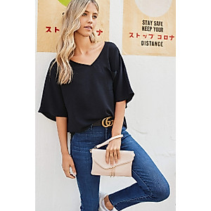 FashionPuzzle Envelope Wristlet Clutch Crossbody Bag with Chain Strap (Royal Blue) One Size