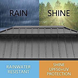 Outdoor Patio Hardtop Gazebo with Netting,Galvanized Steel Double Roof Canopy Gazebo,Aluminum Frame for Patio,Garden,Backyard,Lawn and Deck,Black(10x12ft)