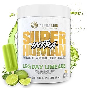 ALPHA LION Superhuman Intra Workout Powder for Men & Women, Amino Acids Drink, Muscle Recovery Supplement, BCAA Powder, Electrolytes & Hydration Mix (42 Servings, Lime Flavor)