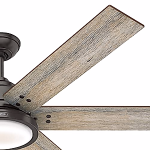 Hunter Fan Company 59461 Warrant 60 Inch Multiple Speed Ceiling Fan with LED Light, Remote Control, and Reversible Blades, Noble Bronze Finish
